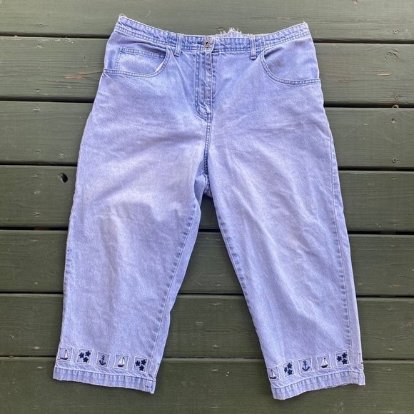 croft & barrow | Jeans | Vintage Plus Size Embroidered Denim Capris ...
